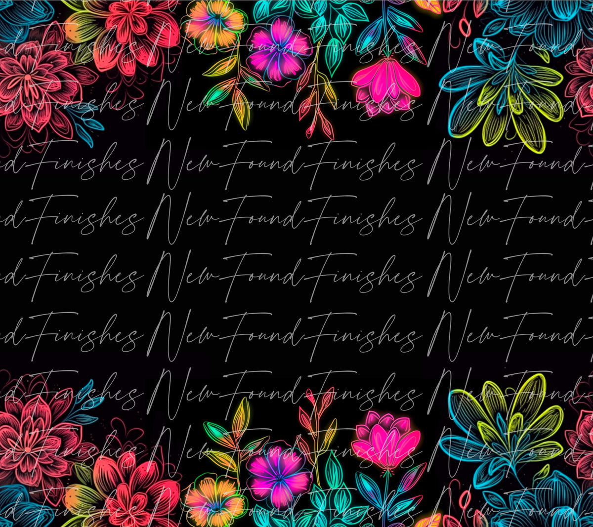 Neon floral borders seamless 20 Oz wrap - PNG – NewFoundFinishes